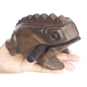 cozinest medium 6" wood frog guiro rasp percussion musical instrument tone block wooden handcraft percussion instruments products from thailand lucky frog for home office decor (brown)