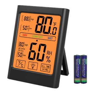 digital hygrometer indoor thermometer humidity meter room thermometer with temperature and humidity monitor (black)