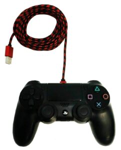 2 pcs of micro usb fast charging cable 4 ft, compatible with playstation 4 ps4 console dual shock 4 controller red black