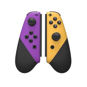 joycon controller replacement for switch joycon,alternatives for left and right joy con controller,l/r switch controller support wake-up function with grip stand (purple and orange)