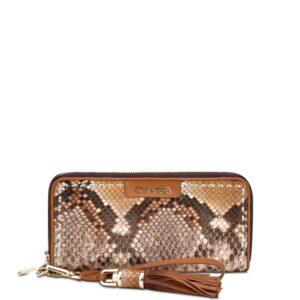 cuadra women's wallet in genuine python leather brown, bd207pi