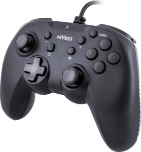 nyko prime controller for nintendo switch - wired switch controller w/vibration, ergonomic shell design & turbo button for competitive advantage - pc compatible switch controller accessories (black)