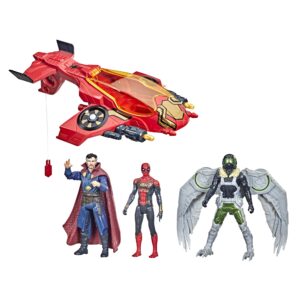 spider-man marvel: spider escape jet, with 3 action figures in 6-inch scale, including spider-man and marvel's vulture, 4 projectiles, ages 4 and up