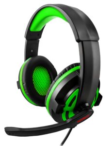 nyko nx-2600 wired headset for xbox one - lightweight headphones w/adjustable microphone - compatible w/xbox 1, xbox x|s, switch, ps4 and ps5 - xbox one accessories (black and green)