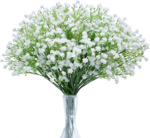 n&t nieting babys breath artificial flowers,10pcs fake white baby breath flowers artificial bulk, real touch faux babies breath gypsophila for wedding floral bouquets party decor