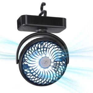 portable camping fan - battery operated fan tent fan with light, 5000mah stroller fans oscillating rechargeable