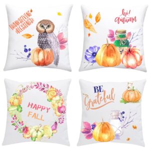 fall decor thanksgiving pillow covers 18x18 set of 4 autumn harvest pumpkin for sofa couch,gifts fall decorations for home harvest christmas thanksgiving halloween indoor outdoor garden