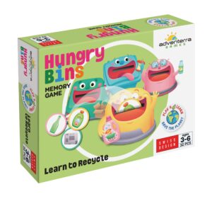 adventerra games hungry bins - a family board game about recycling & composting - fun & educational preschool games for boys and girls - learning resources for kids ages 3-6