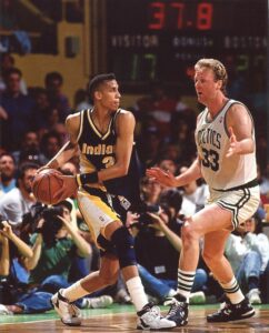 reggie miller indiana pacers-larry bird boston celtics 8x10 sports photo (tlx)