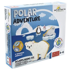 polar adventure - a family board game to teach about climate change - fun & educational preschool games for boys and girls - learning resources for kids ages 3-6 by adventerra games