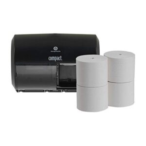 compact 2-roll side-by-side dispenser and coreless 2-ply recycled toilet paper starter kit by gp pro (georgia-pacific), 1 dispenser and 4 rolls, 1 kit per case