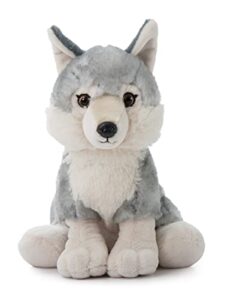 the petting zoo wolf stuffed animal, gifts for kids, wild onez zoo animals, grey wolf plush toy 12 inches