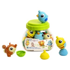 lalaboom my first step-by-step developmental sensory 21 piece character bead activity set – pop, twist, mix, and stack— montessori method stem focus – dishwasher safe - ages 10 months+ - bl220