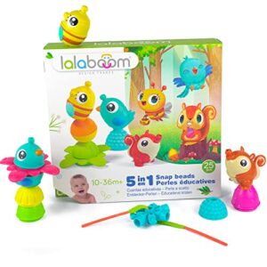 lalaboom my first step-by-step developmental sensory 25 piece character bead activity set – pop, twist, mix, stack, and lace — montessori method stem focus – dishwasher safe - ages 10 months+ - bl320