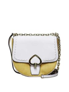 kate spade robyn medium chain saddle bag in white dove