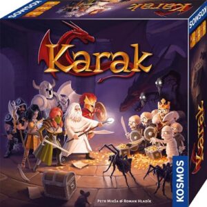 karak | a dungeon crawler game for kids from kosmos games | competitive role-playing fantasy game for 2 to 5 players ages 7+ | dice-rolling mechanism | ideal for families | 2-language, german/english