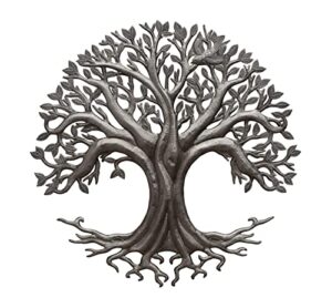 tree of life, garden metal plaque, indoor and outdoor wall décor 23 inches round haitian art