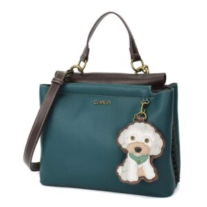 chala charming satchel with adjustable strap - poodle - turquoise