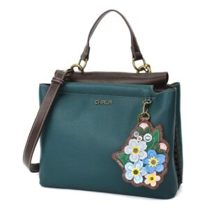 chala charming satchel with adjustable strap - forget me not - turquoise