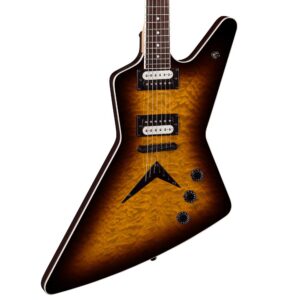 dean guitars 6 string zx quilt maple electric guitar, trans brazilia, right, qm tbz