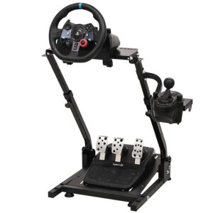 cxrcy racing wheel stand compatible with logitech g920 g29 g27 g25 gaming cockpit height adjustable foldable gaming racing simulator steering wheel stand,wheel and pedals not included