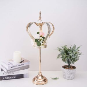 efavormart 25" crown candle holder stand, gold metal votive holders for weddings, birthday, party, home, garden, table centerpieces decorations, anniversary celebrations