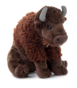 the petting zoo bison stuffed animal, gifts for kids, wild onez zoo animals, sitting bison plush toy 12 inches