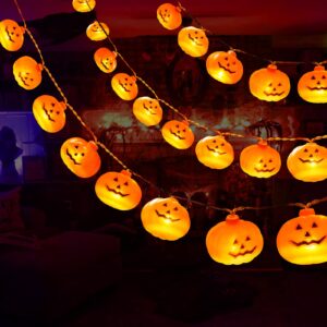 halloween decorations 19.7ft 40 led pumpkin string lights, halloween decor indoor outdoor clearance halloween lights battery operated for home garden yard decorations holiday lights party supplies