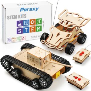 2 in 1 stem model car kits, 3d wooden puzzles, education science experiment kits, diy remote control stem projects building toys, gifts for 8, 9, 10,11,12 year old boys and girls