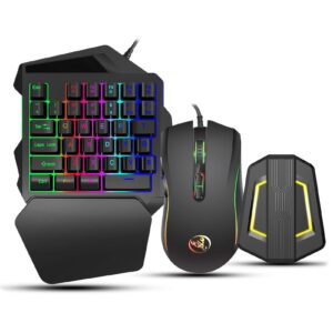 one-handed rgb gaming keyboard and combo with converter, 3200 dpi mouse, 35 keys gaming keypad adapter base kit set for/x-one/for ps3/x-360/for switch