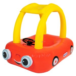 little tikes cozy coupe inflatable baby & kids pool float, red car coupe with beeping horn. easy to use a great float to introduce your young ones to the water.