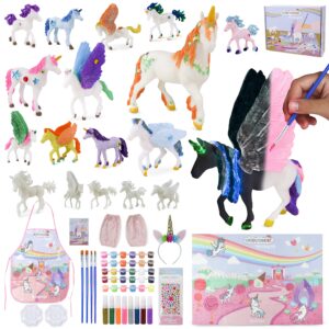 bonnyco unicorns gifts for girls painting kit with 18 unicorns painting for kids with glow in the dark | girl toys 3 4 5 6 7 8 9 10 years old gifts for girls for birthday, christmas | unicorn toys