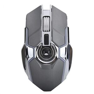 rechargeable gaming mouse, 2.4ghz wireless mouse streamer gaming mouse for computer laptop, with rgb colorful streamer atmosphere(gray)