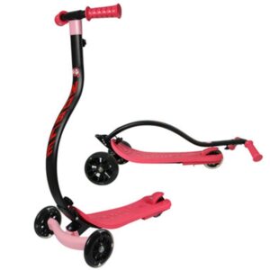 ygqtbc swing scooter foldable wiggle kick scooters self propelling speeder outdoor sports with height adjustable handlebar for boys/girl/kids led light-up wheels (color : pink)