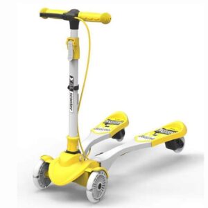 ygqtbc folding kick scooter for kids 2 wheel scooter for girls boys, safety certified, 3 adjustable height, pu led light up wheels for children 4 years and up (color : yellow)