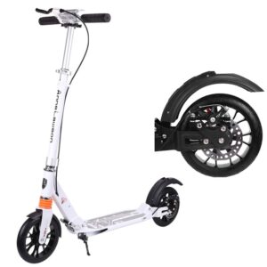 sznwj ygqtbc kick scooter for adults, teens | foldable, lightweight w/wheel bearings | height-adjustable, max load (color : white)