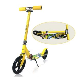 ygqtbc scooters for kids 8 years and up - featuring quick-release folding system - dual suspension system + scooter shoulder strap big wheels great scooters for adults and teens (color : yellow)