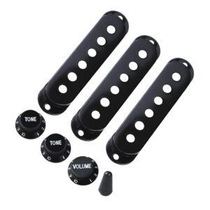 yootones guitar pickup cover volume single coil tone knobs selector switch tip compatible with stratocaster strat electric fender guitar pickup (black)