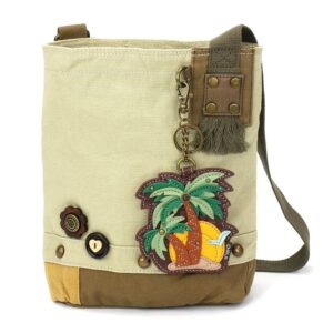 chala women handbag patch crossbody - palm tree - sand