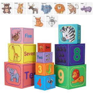 cogo man nesting and stacking blocks stacking toys for toddlers plus animal puzzle toys set number blocks counting learning & educational toys education supplies montessori toys