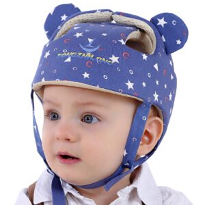 ocanoiy baby infant toddler helmet safety headguard head protective cushion cute children adjustable safety helmet hat harnesses cap kid child crawl walk playing (starry blue)