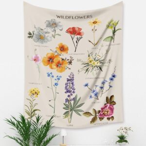 universal brand laobee wildflowers tapestry small vertical tapestry cute vintage garden tapestries wall hanging for cottagecore room decor(0125-flower-28 * 37")