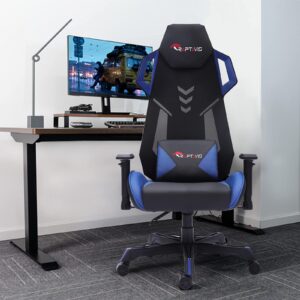 raptavis gaming chair computer ergonomic office chair backrest and seat height adjustable swivel recliner with lumbar cushion esports mesh chair(blue/mesh)