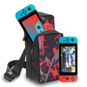 goldchamp switch travel bag, portable nylon water resistant shoulder bag storage backpack, for nintendo switch console/dock/switch accessories, chest bag compatible with nintendo switch