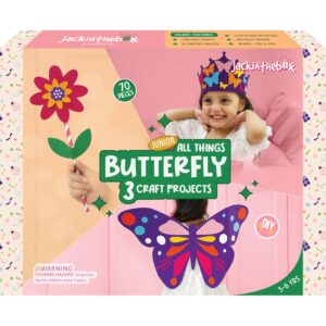 jackinthebox butterflies costume craft kit for 3 to 5 year olds, 3 craft projects, no mess art for kids, craft kits & supplies, diy creative activity, great gifts for girls ages 3 4 5