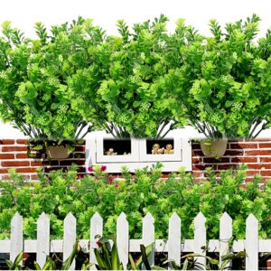 tommen 8bundles artificial grasses outdoor fake grassesuv resistant bud greenery shrubs indoor no fade thanksgiving christmas wedding party home garden fireplace decor, green