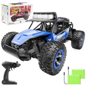 bezgar rc cars for boys age 4-7-1:14 remote control car for boys 8-12, 2wd high speed all terrains off road rc car truck crawler with 2 rechargeable batteries for boys kids and adults (tb141 blue)