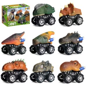 dinosaur toys for 2 3 4 5 6 7 year old boys girls, 8-pack dinosaur toys car for kids 3-5, stocking stuffers for kids, christmas easter birthday gifts idea party favors prizes, easter basket stuffers