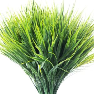 yuesuo 10pack artificial tall grass plant outdoor uv resistant artificial wheat grass faux shrubs fake outdoor plants for home garden decoration