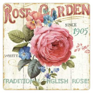 bayabu rose garden metal vintage tin sign decor for garden house bar pub funny retro wall art sign metal sign vintage 8 x 8 inches